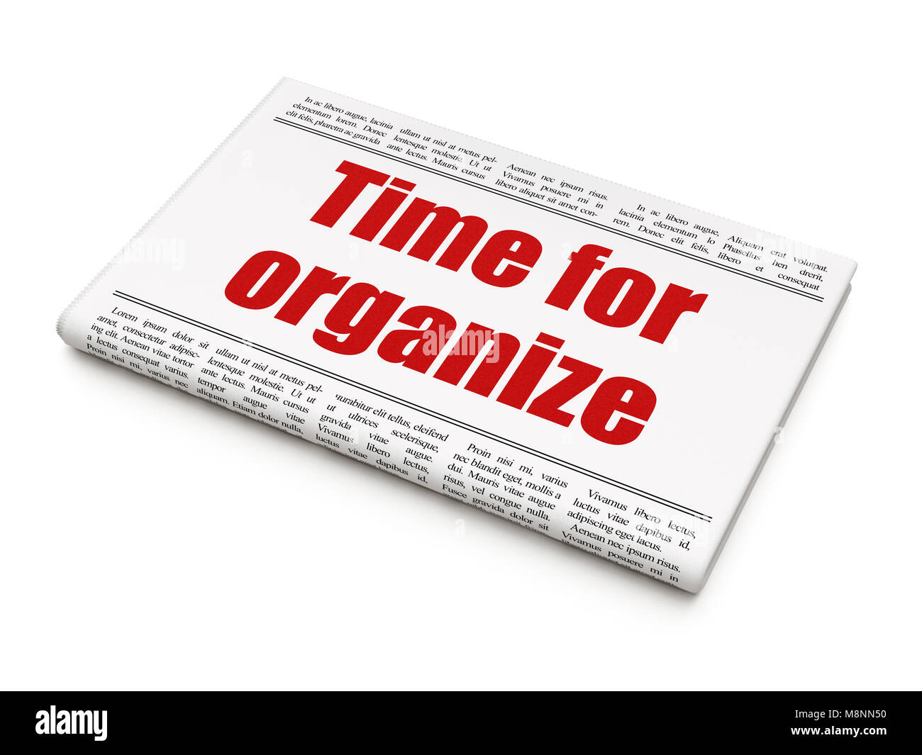 Timeline concept: newspaper headline Time For Organize Stock Photo - Alamy
