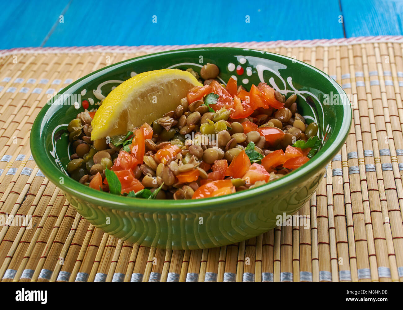 Green Lentil Salad Azifa , Ethiopian Food close up Stock Photo - Alamy