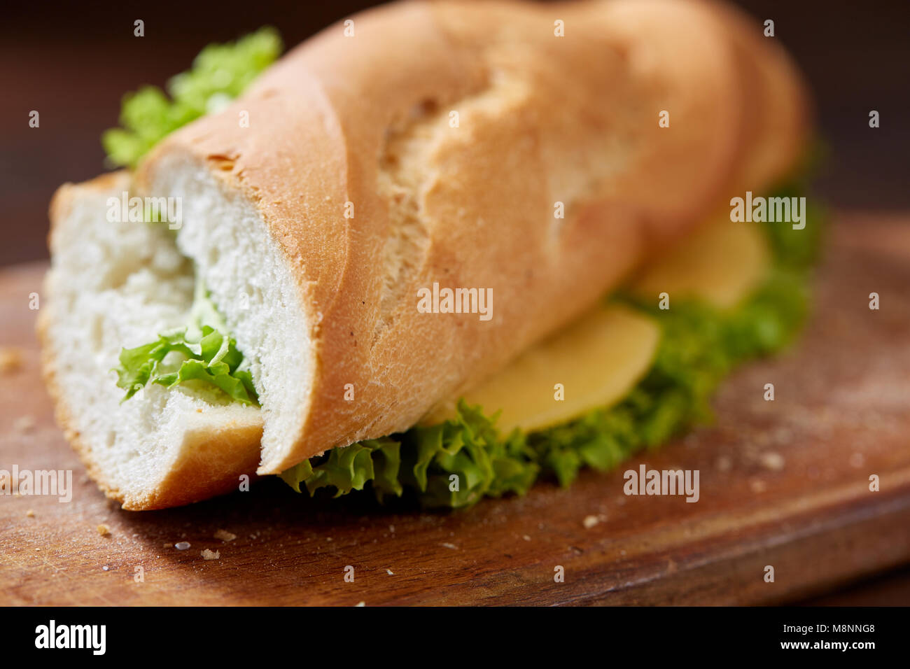 Fresh and tasty submarine sandwich with cheese and vegetables on ...