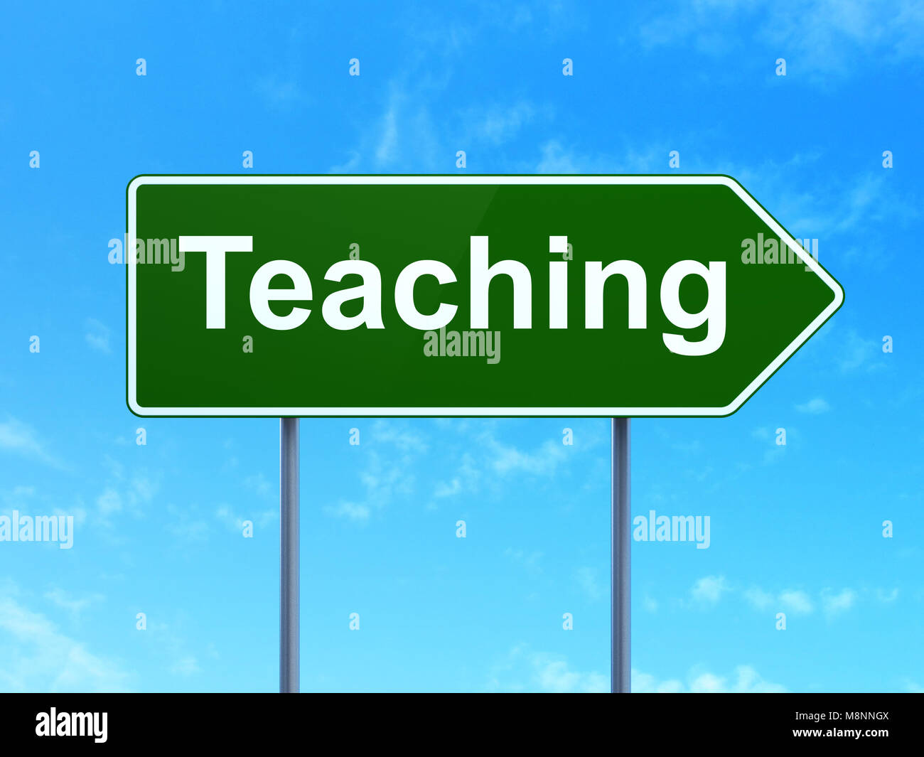 Education concept: Teaching on road sign background Stock Photo - Alamy