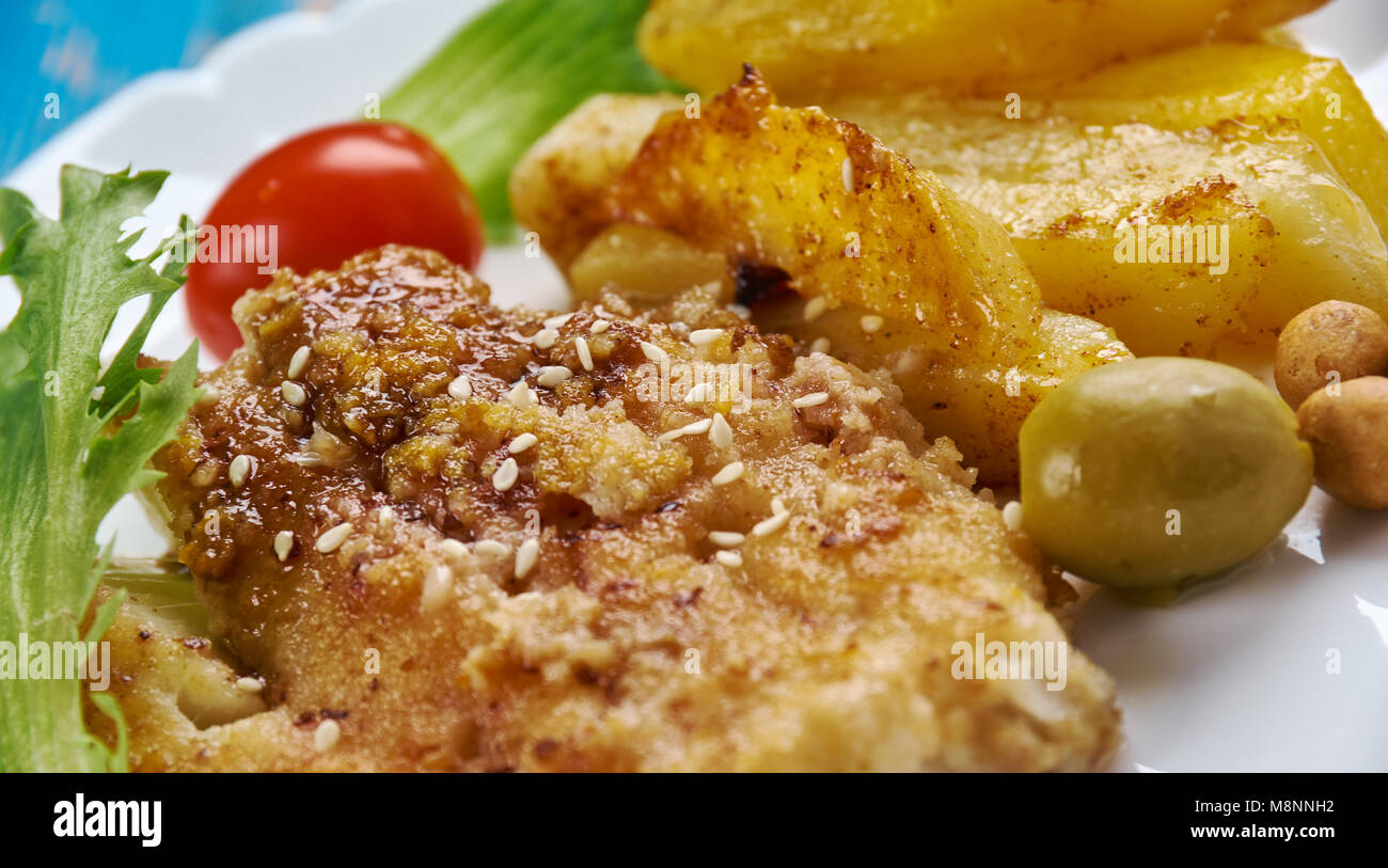 Chinese-Style Sheet Pan Cod , American version of Chinese food Stock ...