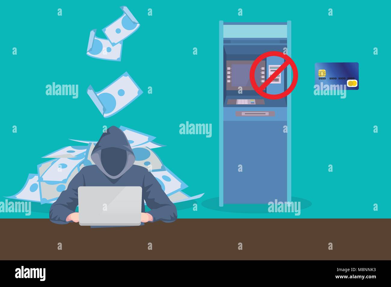 atm skimming hacker steal data from atm card Stock Vector Image & Art ...