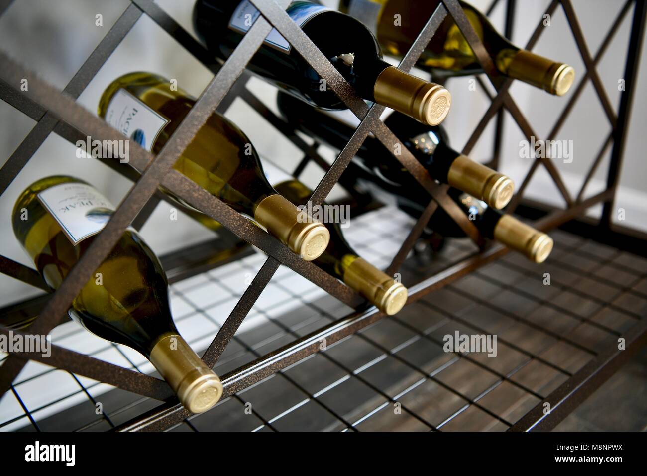 Wine rack inside modern home Stock Photo - Alamy