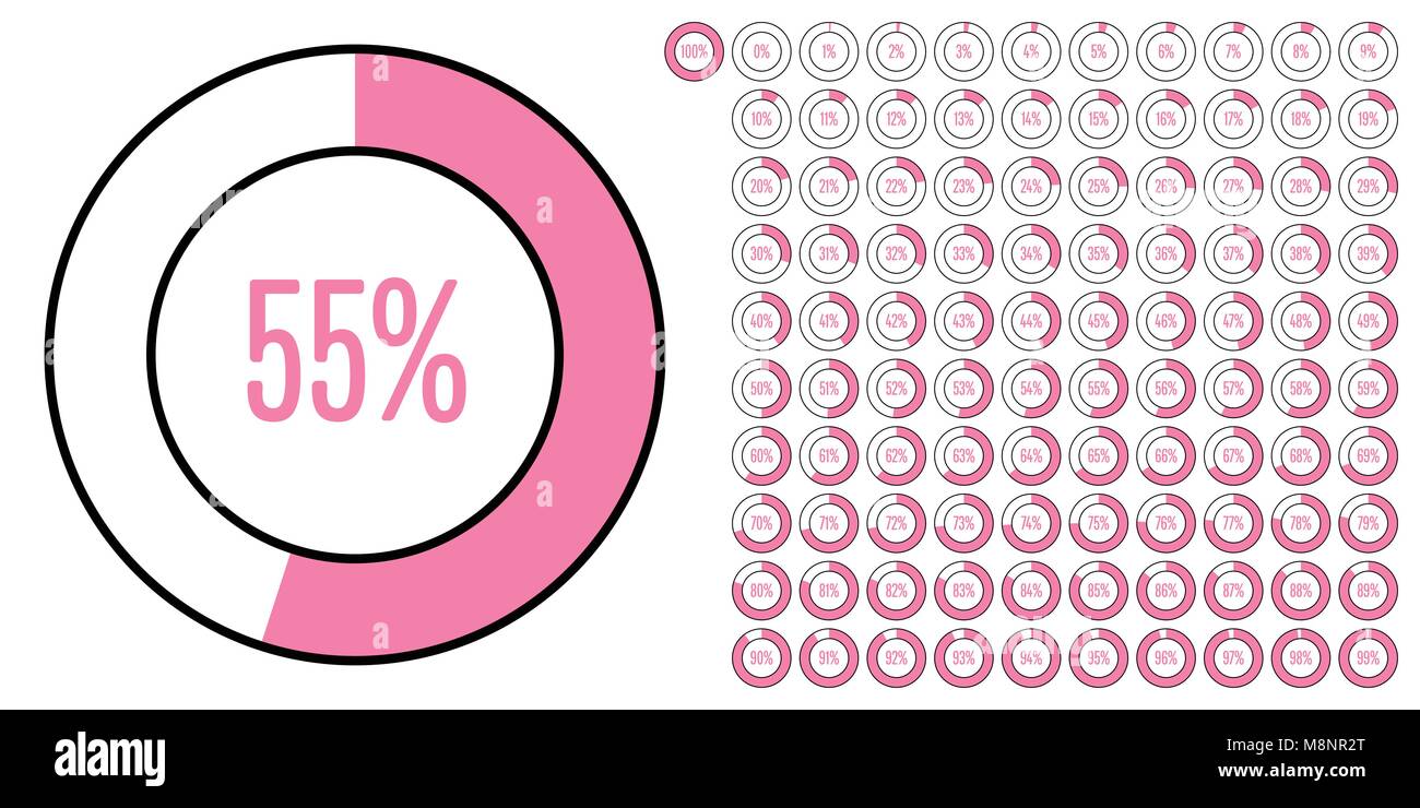 Set of circle percentage diagrams from 0 to 100 ready-to-use for web ...