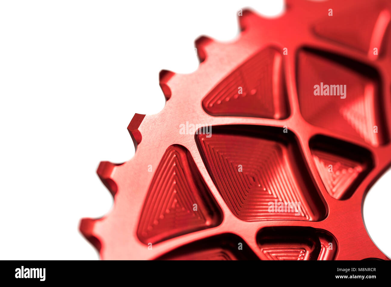 Red bicycle chainring at white background, isolated Stock Photo - Alamy