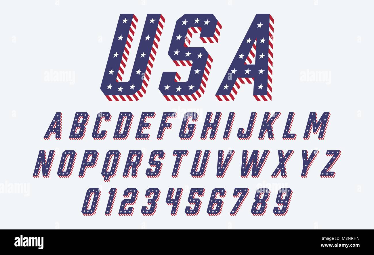 Font USA Flag Stars and Stripes Vector Illustration Stock Vector Image ...