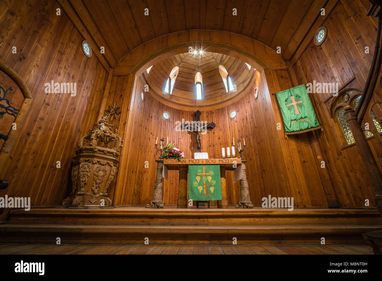 Inside nordic wooden church in hi-res stock photography and images - Alamy