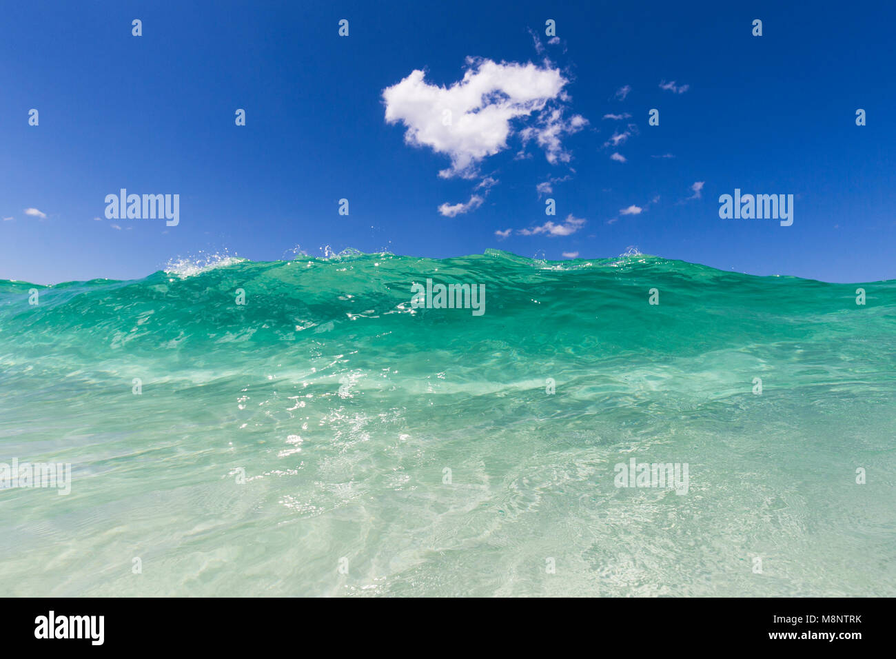 Clear turquoise Ocean water with blue sky Stock Photo - Alamy