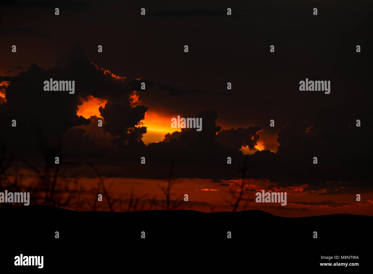 Extremely black sky with sunset. Typical African sky. Namibia. Africa ...