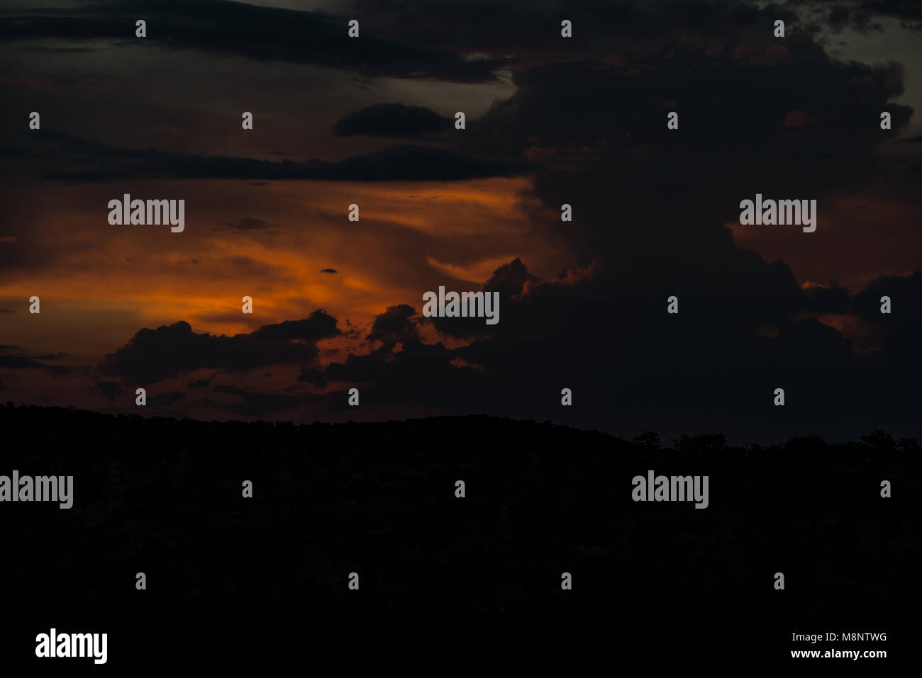 Extremely black sky with sunset. Typical African sky. Namibia. Africa ...