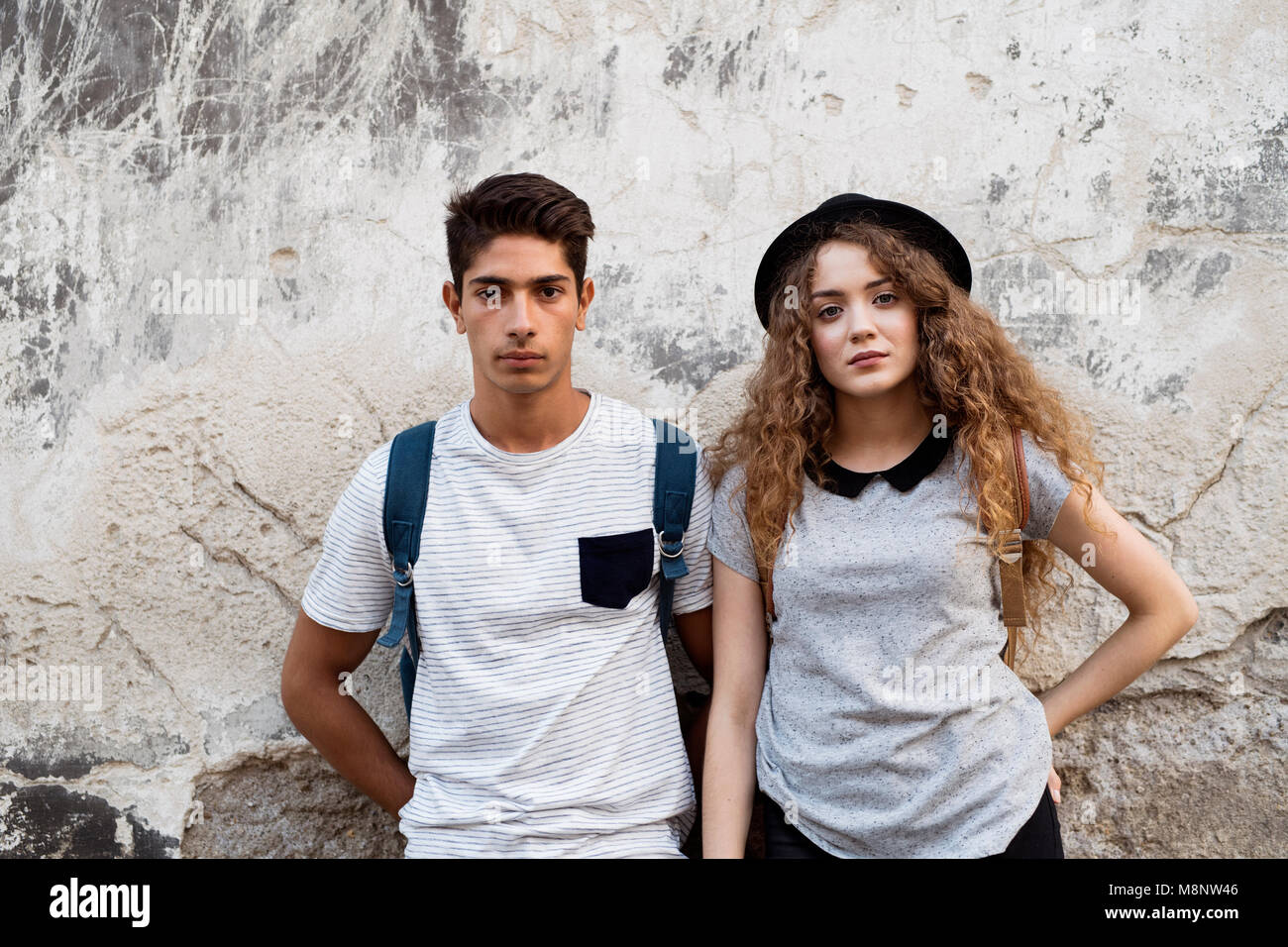 Two young tourists in the old town Stock Photo - Alamy