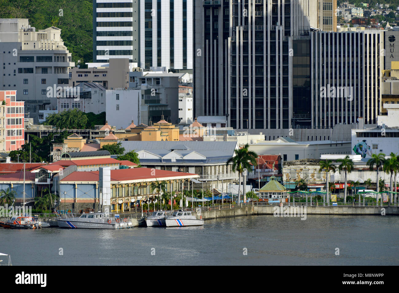25 January 2018, Mauritius, Port Louis: View across the water of the ...
