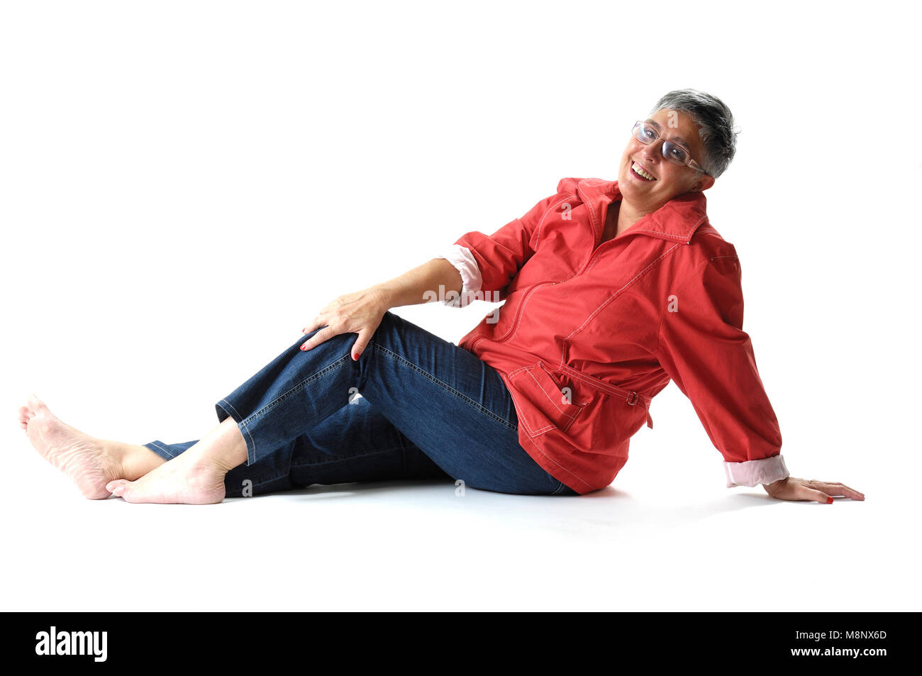 Senior woman short grey hair Cut Out Stock Images & Pictures - Alamy