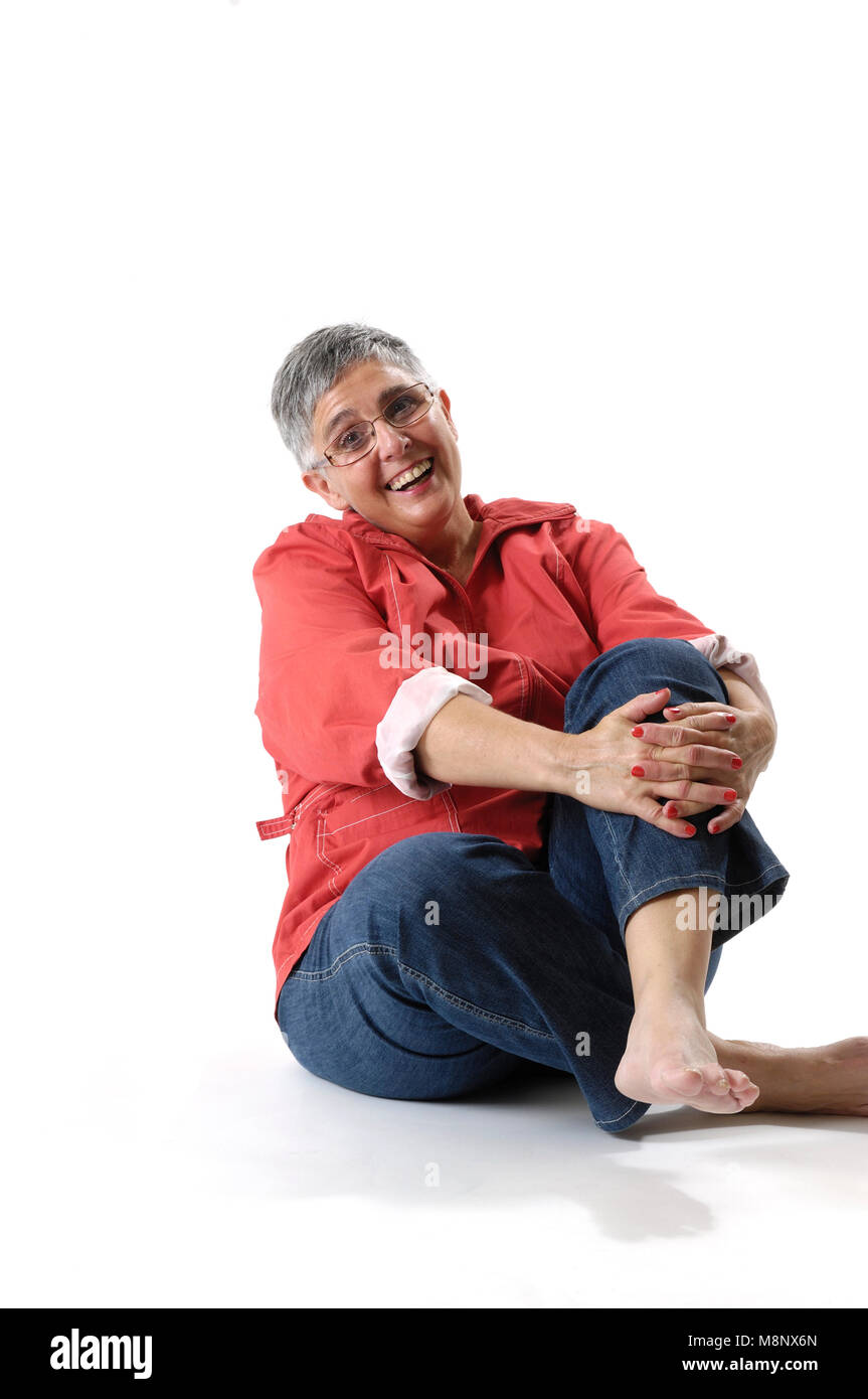 Senior woman short grey hair Cut Out Stock Images & Pictures - Alamy