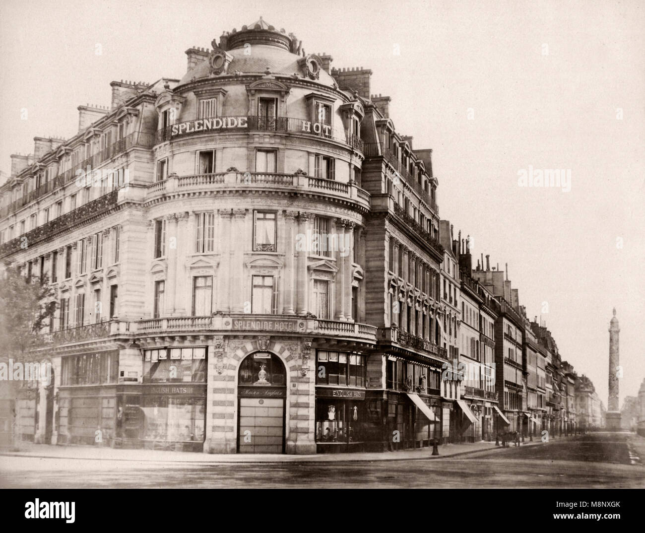 c.1880s France Paris - view of the Vendome column and Splendide hotel ...