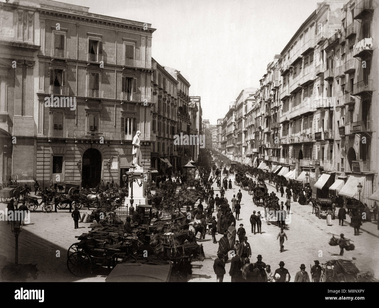 c.1880s Italy Naples Napoli - Via Roma with traffic and horses Stock ...