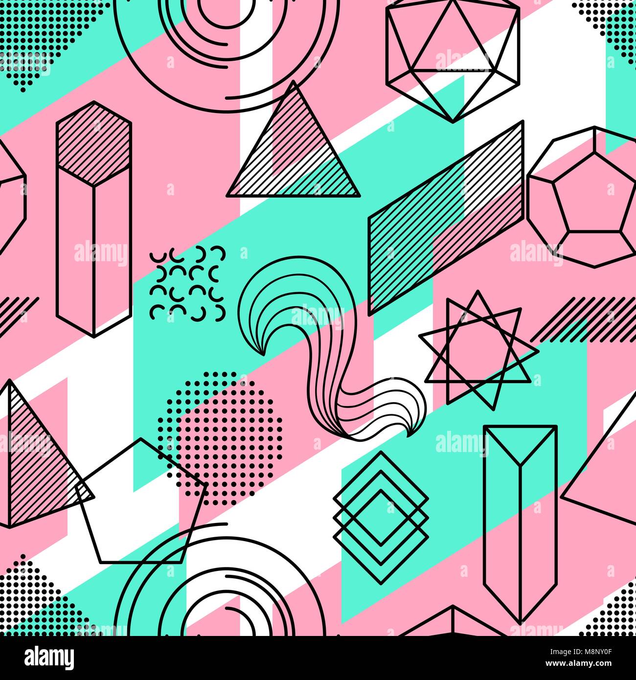 Seamless pattern with abstract geometric shapes. Line art background ...