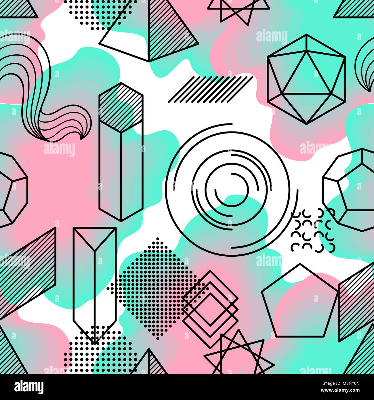 Seamless pattern with abstract geometric shapes. Line art background ...