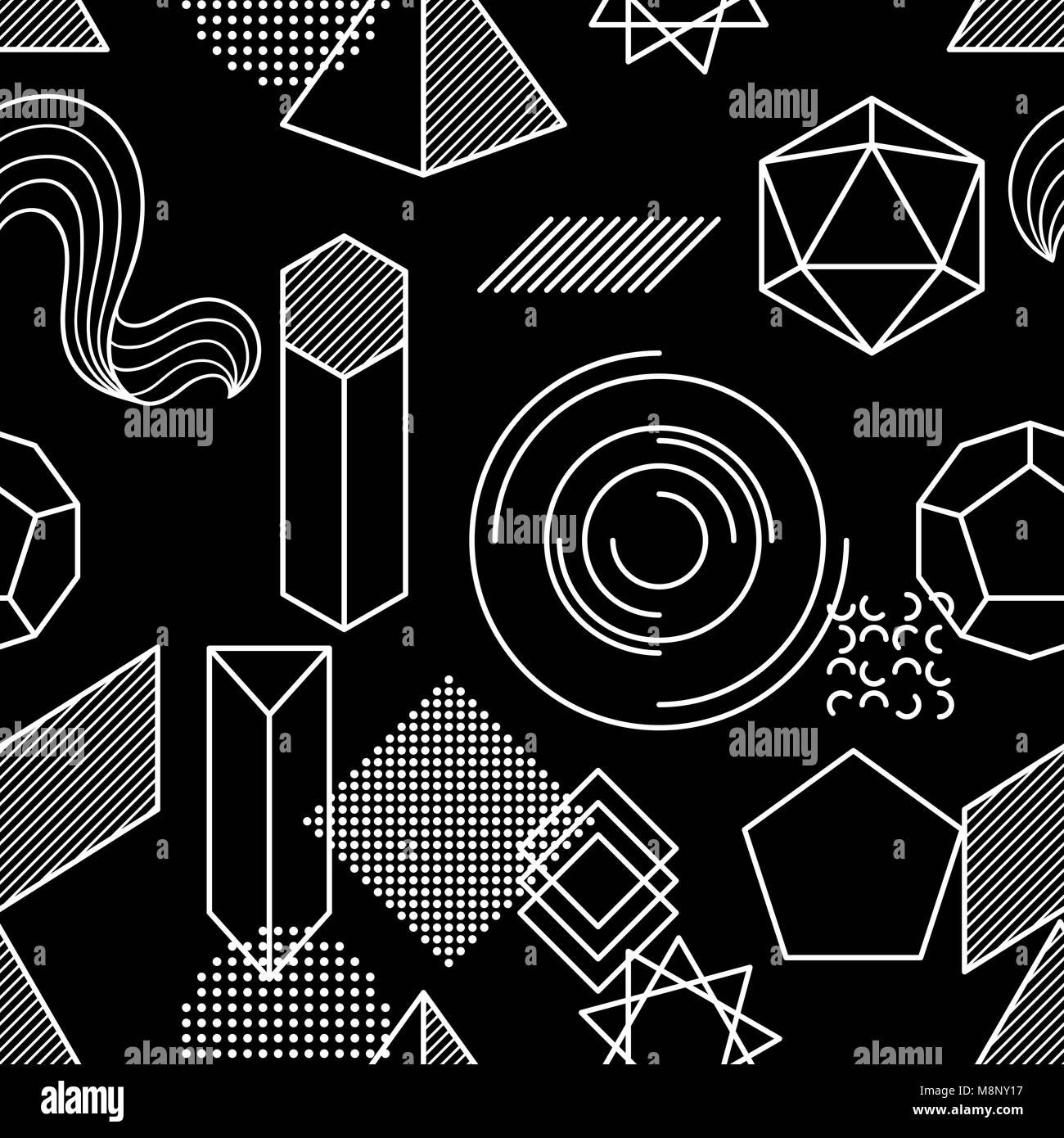 Seamless pattern with abstract geometric shapes. Line art background ...