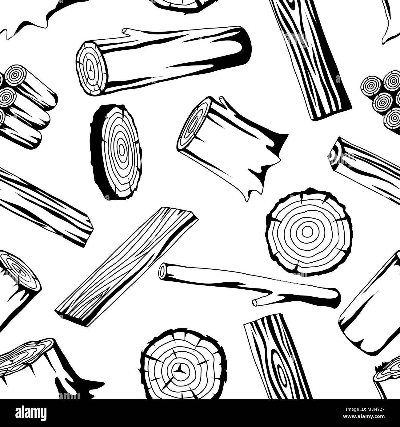 Seamless pattern with wood logs, trunks and planks. Background for ...