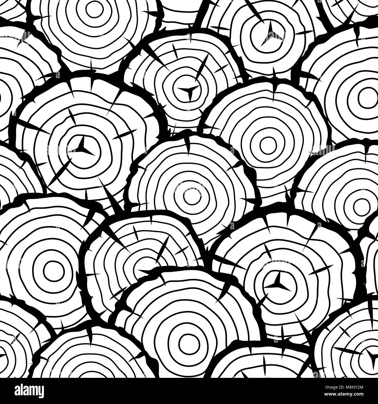 Seamless Pattern With Wood Stumps Background For Forestry And Lumber Industry Stock Vector