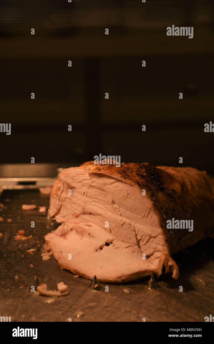 delicious food of carved roast turkey joint of meat Stock Photo - Alamy