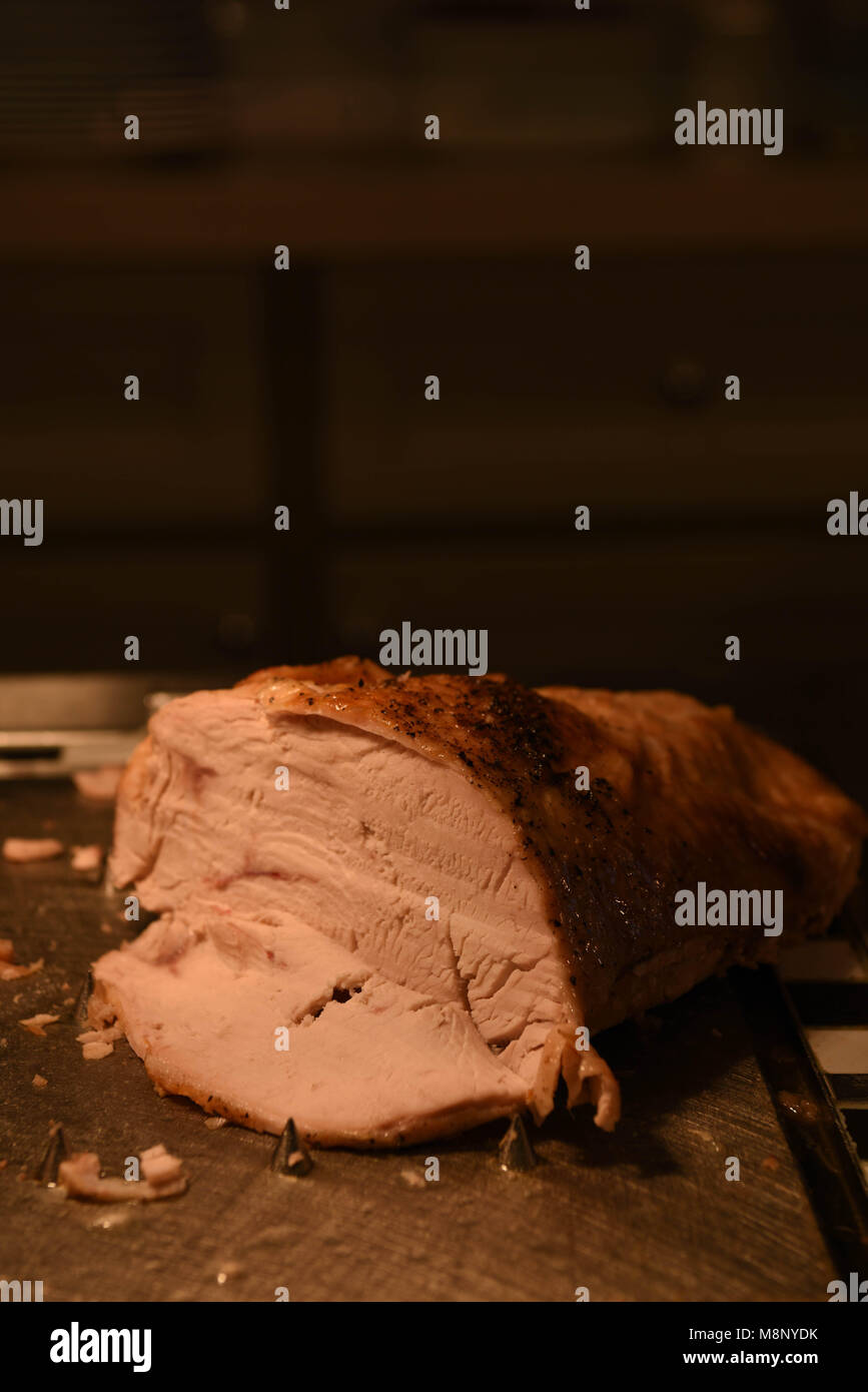 delicious food of carved roast turkey joint of meat Stock Photo - Alamy