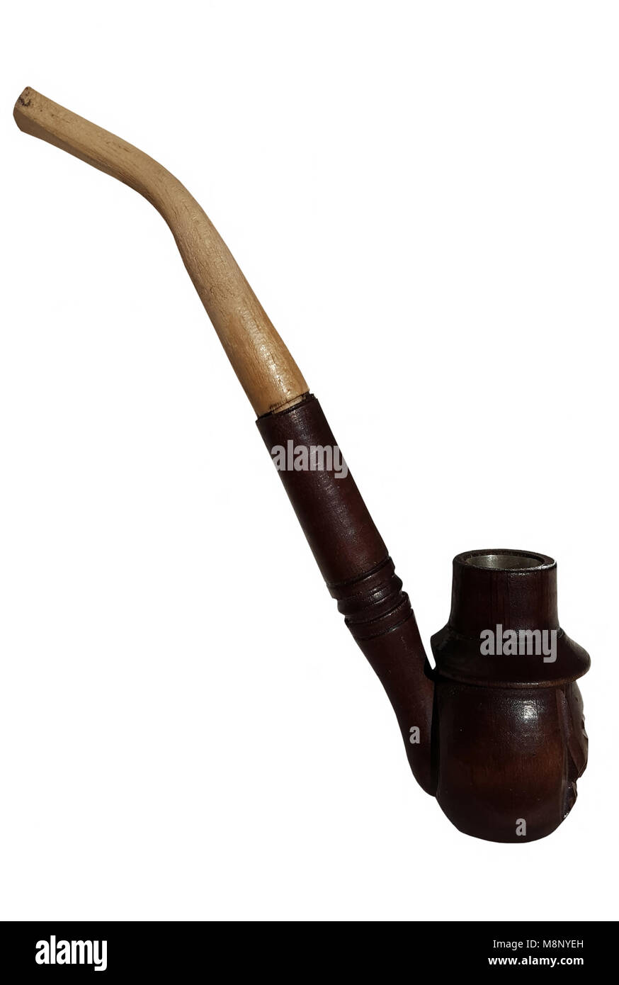 Wooden pipe isolated on white background Stock Photo - Alamy