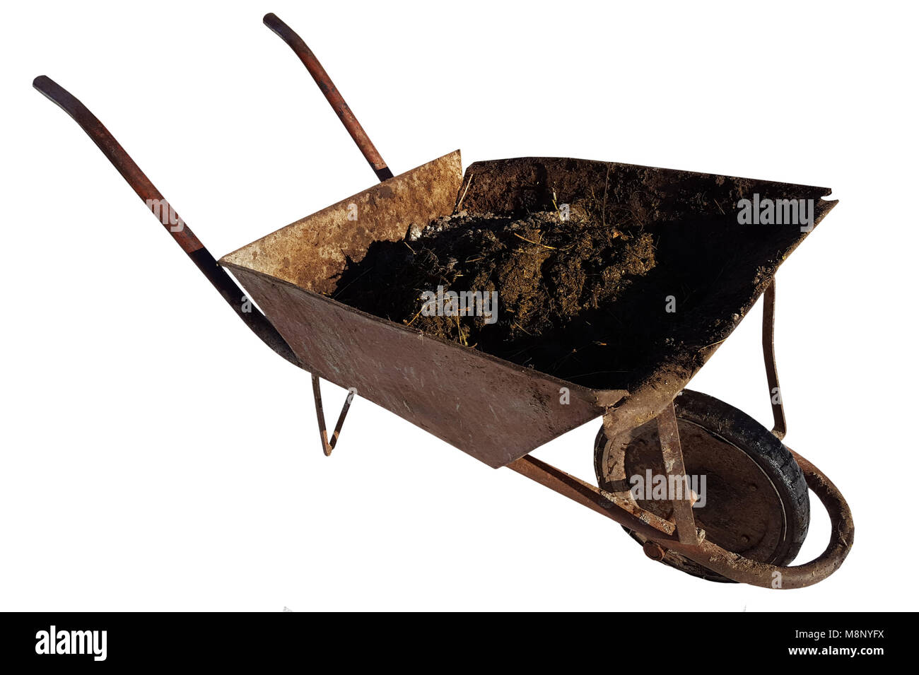 Old used wheelbarrow Cut Out Stock Images & Pictures - Alamy