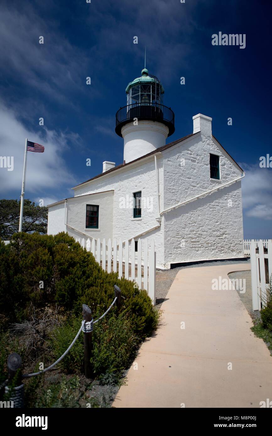 The Old Point Loma Lighthouse, now open to the public as a museum, in ...