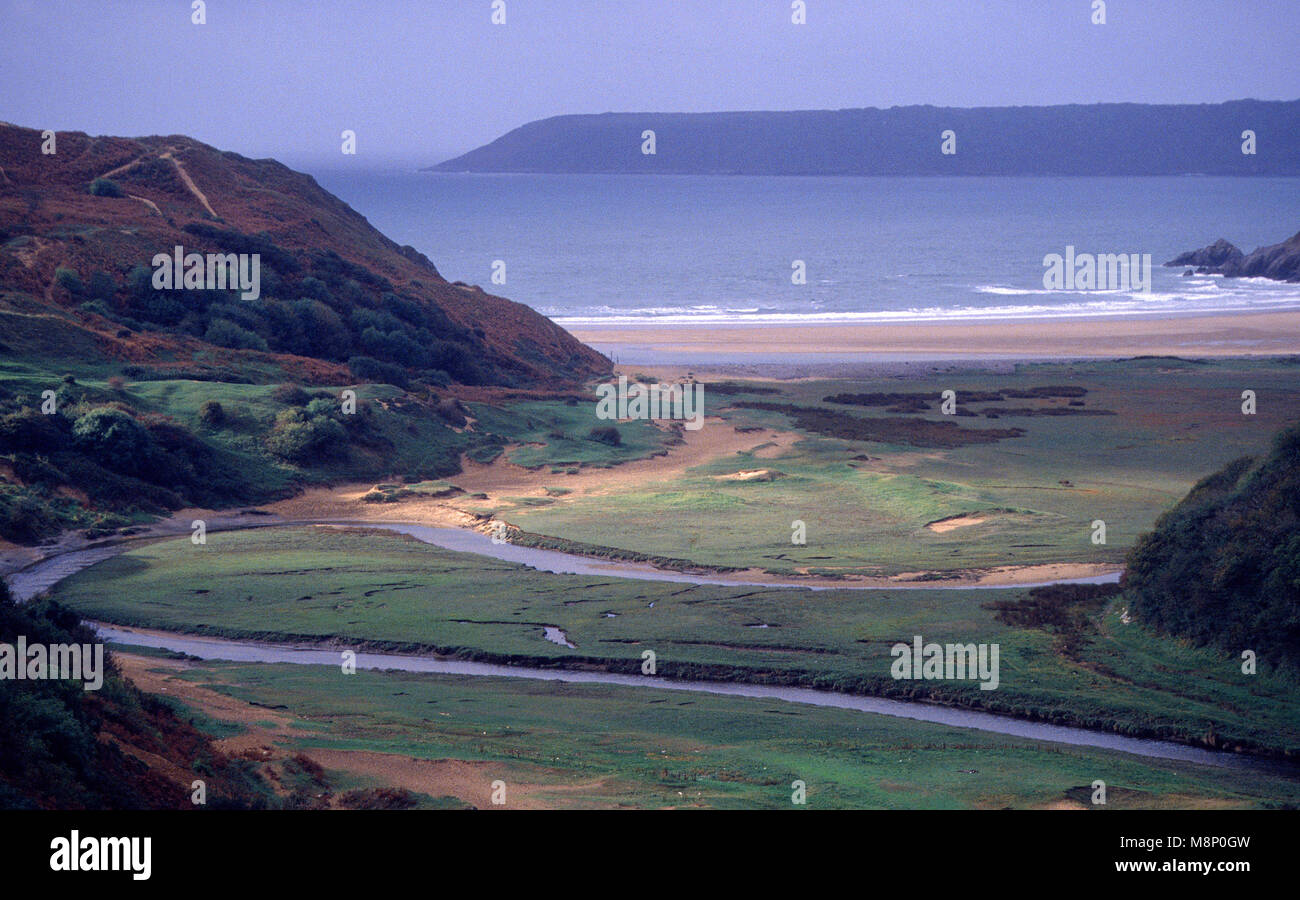 Gower, three cliffs, Wales Stock Photo - Alamy
