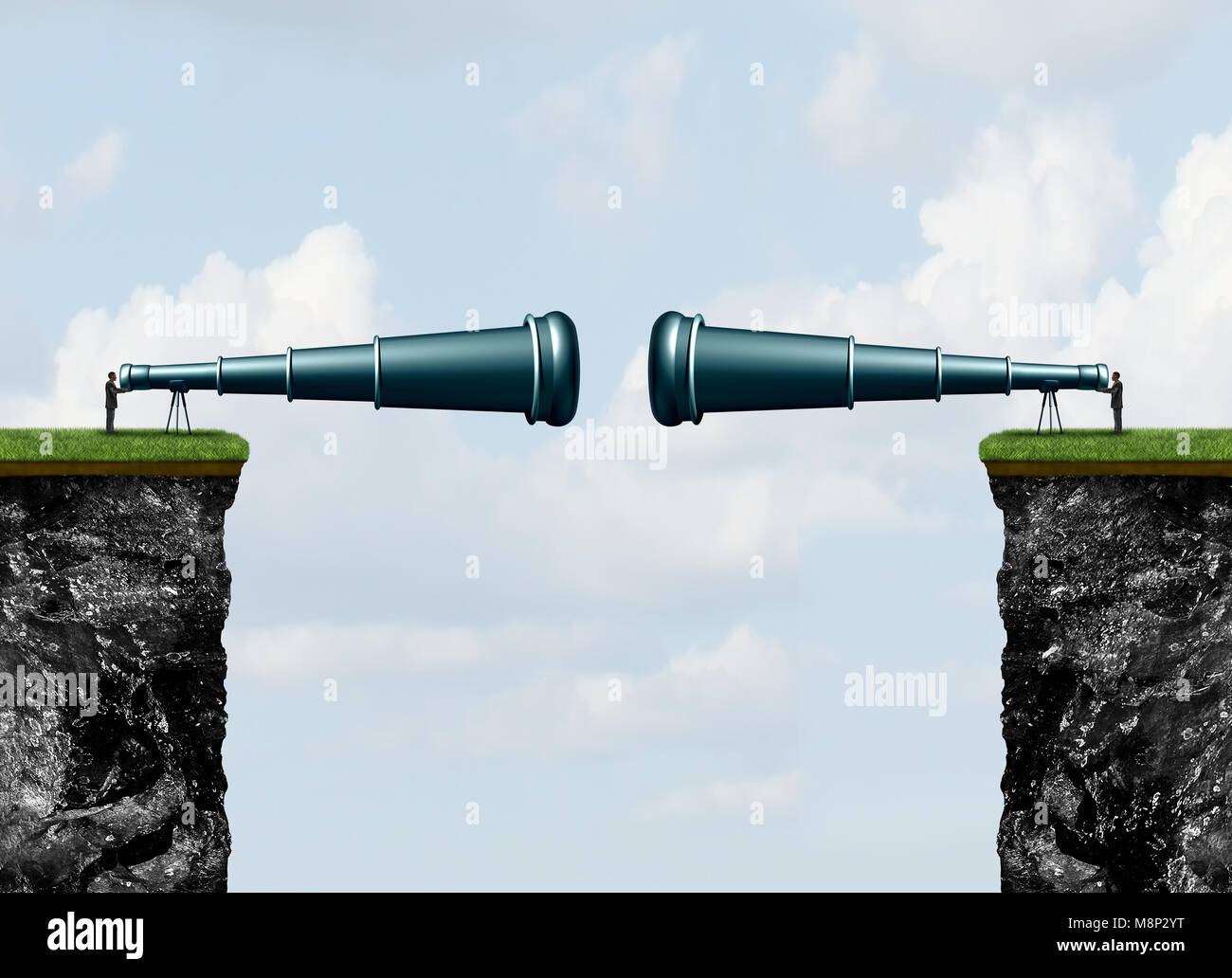 Corporate spying and business espionage concept as two competitors ...