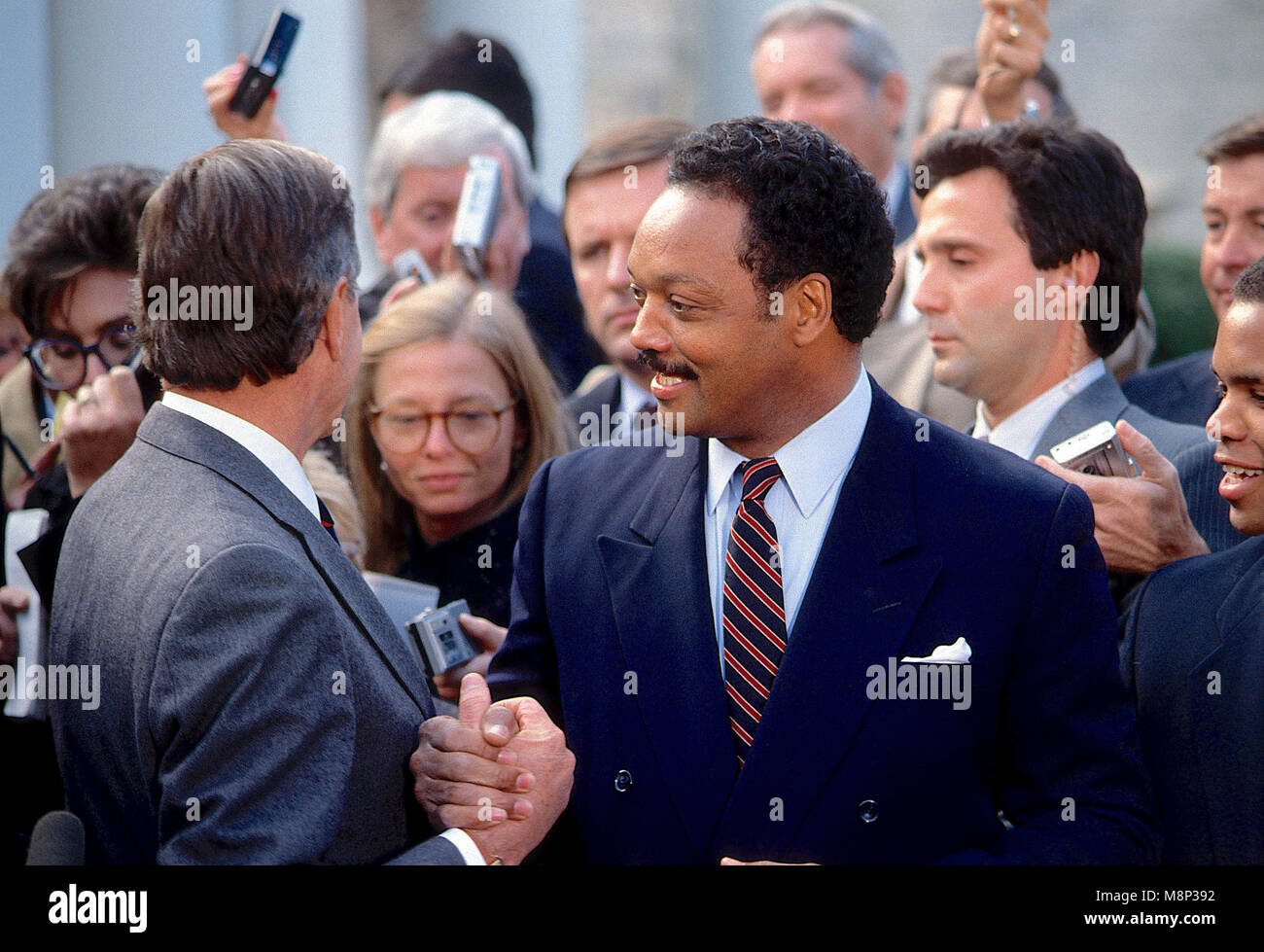 Washington DC., USA, December 1, 1988 Jesse Jackson meets with ...