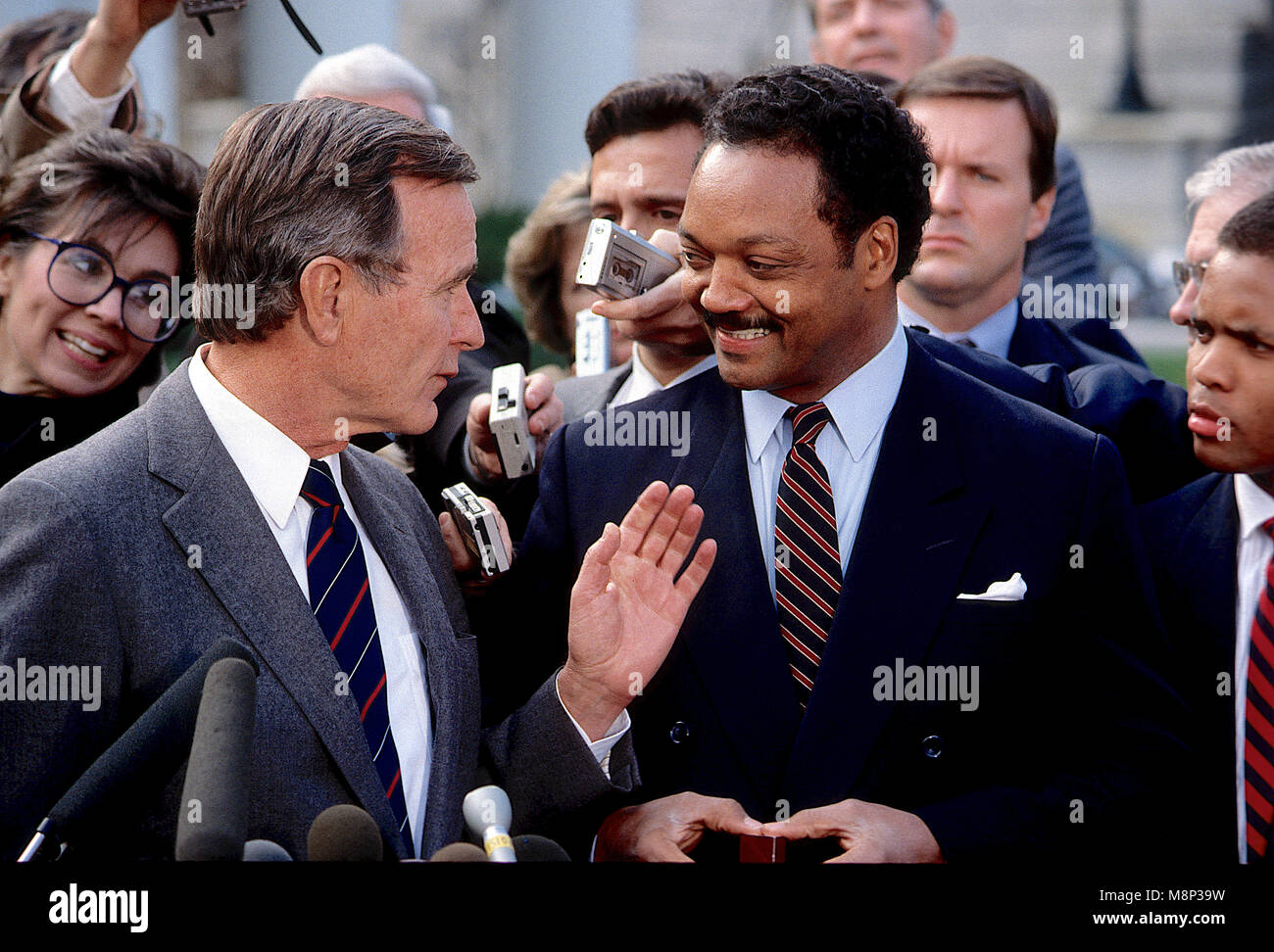 Washington DC.,USA, December 1, 1988 Jesse Jackson meets with President ...