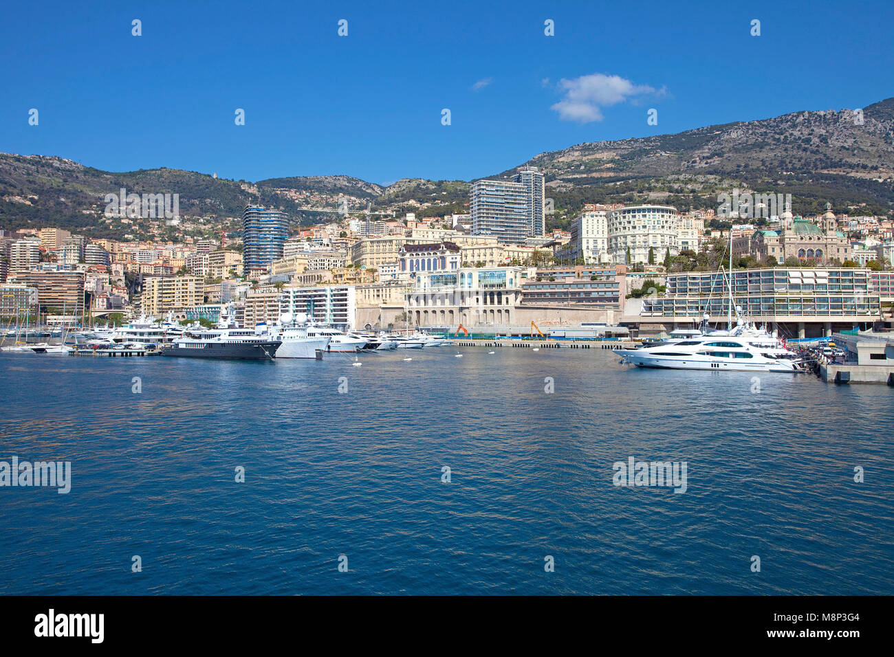 Motor yachts at Marina of Monaco, Principality of Monaco, Côte d'Azur ...