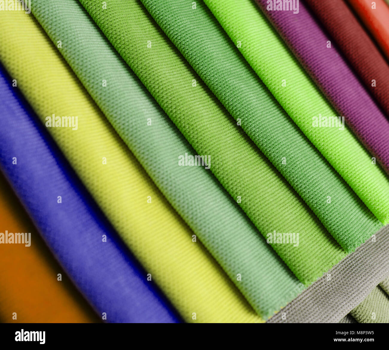 Bright collection of colorful velour textile samples Stock Photo - Alamy