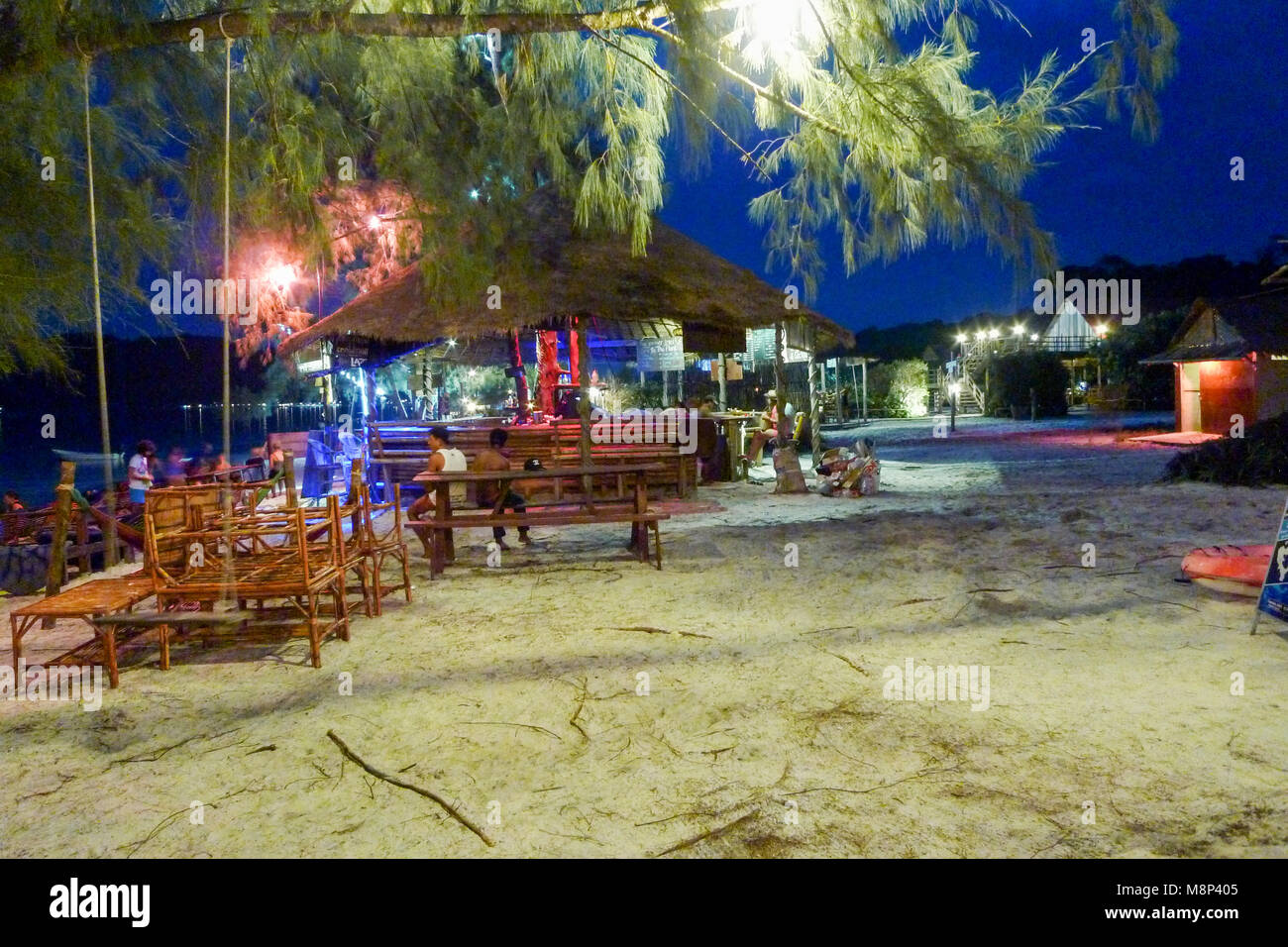 Koh Rong Sanloem, Cambodia - 23 January 2018: People drinking on a bar ...