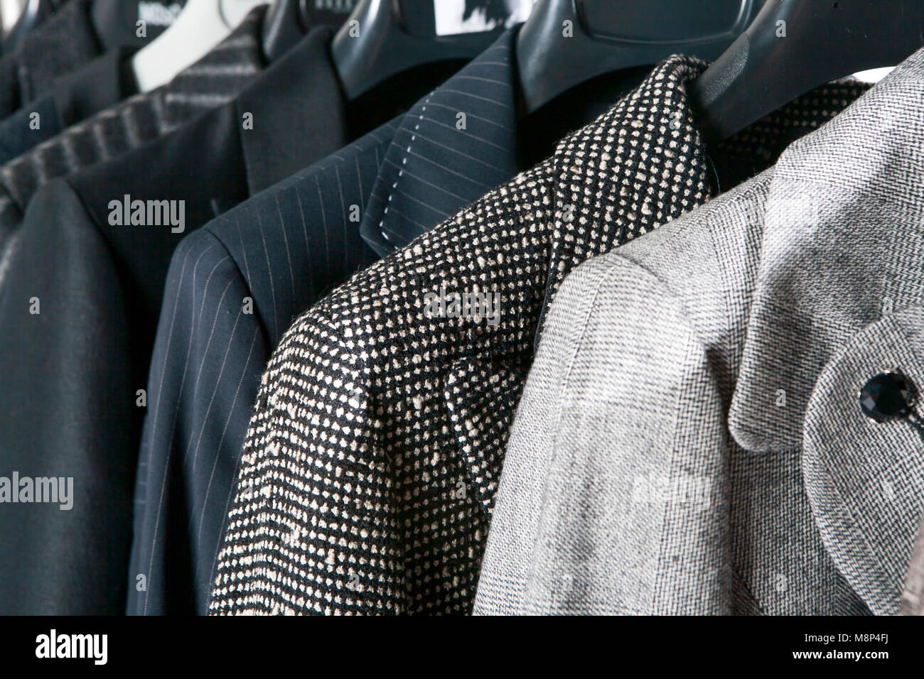 the Detail of designer jacket with buttons and stitching Stock Photo ...