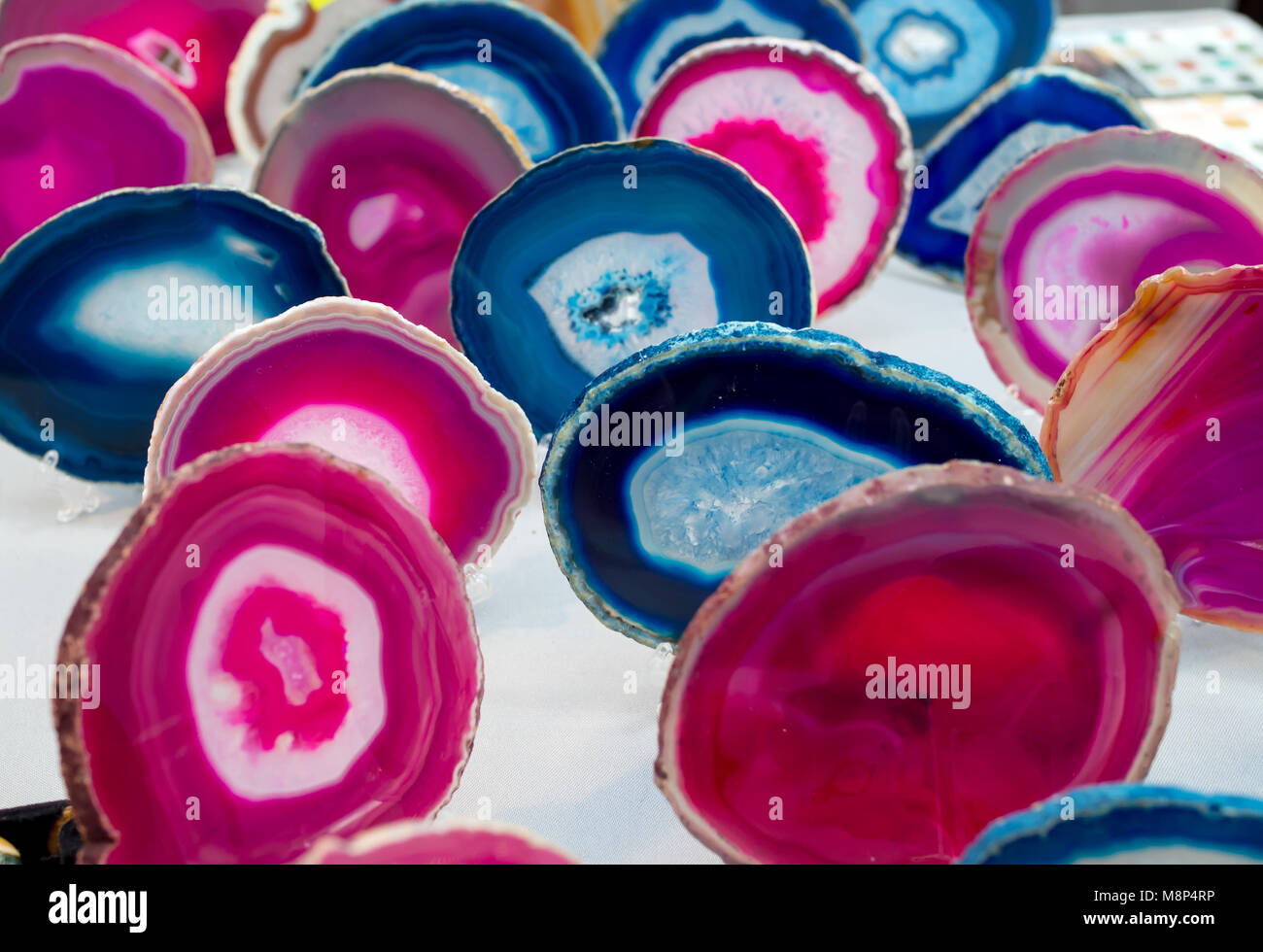 Multi-colored slices of semi-precious stones agate stone Stock Photo ...
