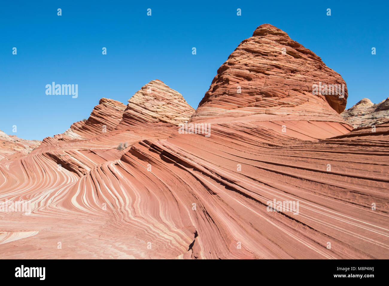 Pyramid shaped sandstone rock formations at Coyote Buttes North, part ...