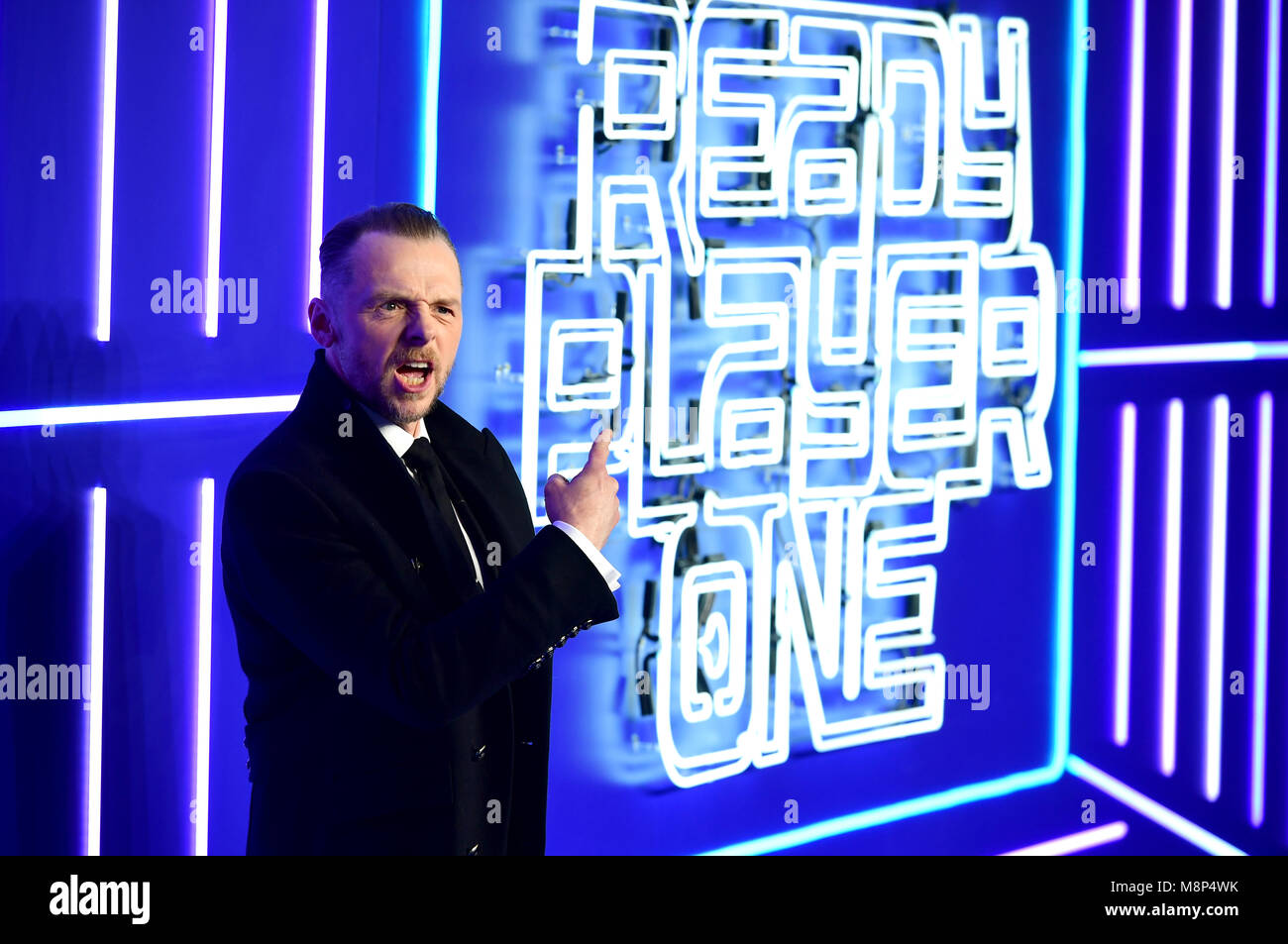 Simon pegg at the european premiere of ready player one hi-res stock ...