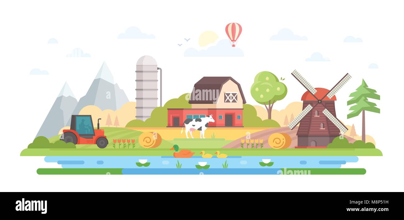Village - modern flat design style vector illustration Stock Vector ...