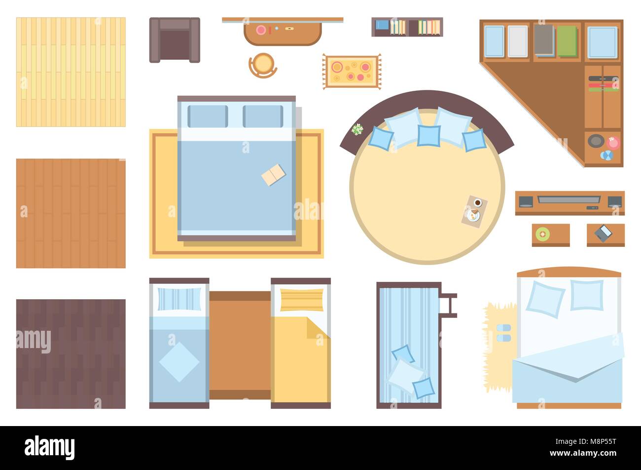 Bedroom elements - set of modern vector objects Stock Vector Image ...