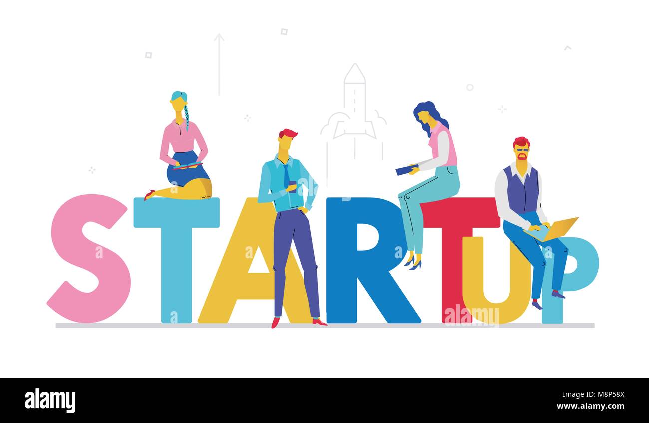 Startup - flat design style colorful illustration Stock Vector Image ...