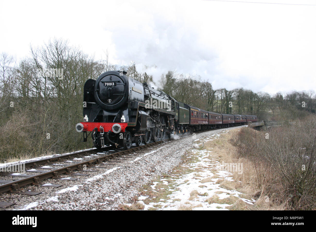 Steam locomotive number 70013 Oliver Cromwell at Mytholmes on the ...