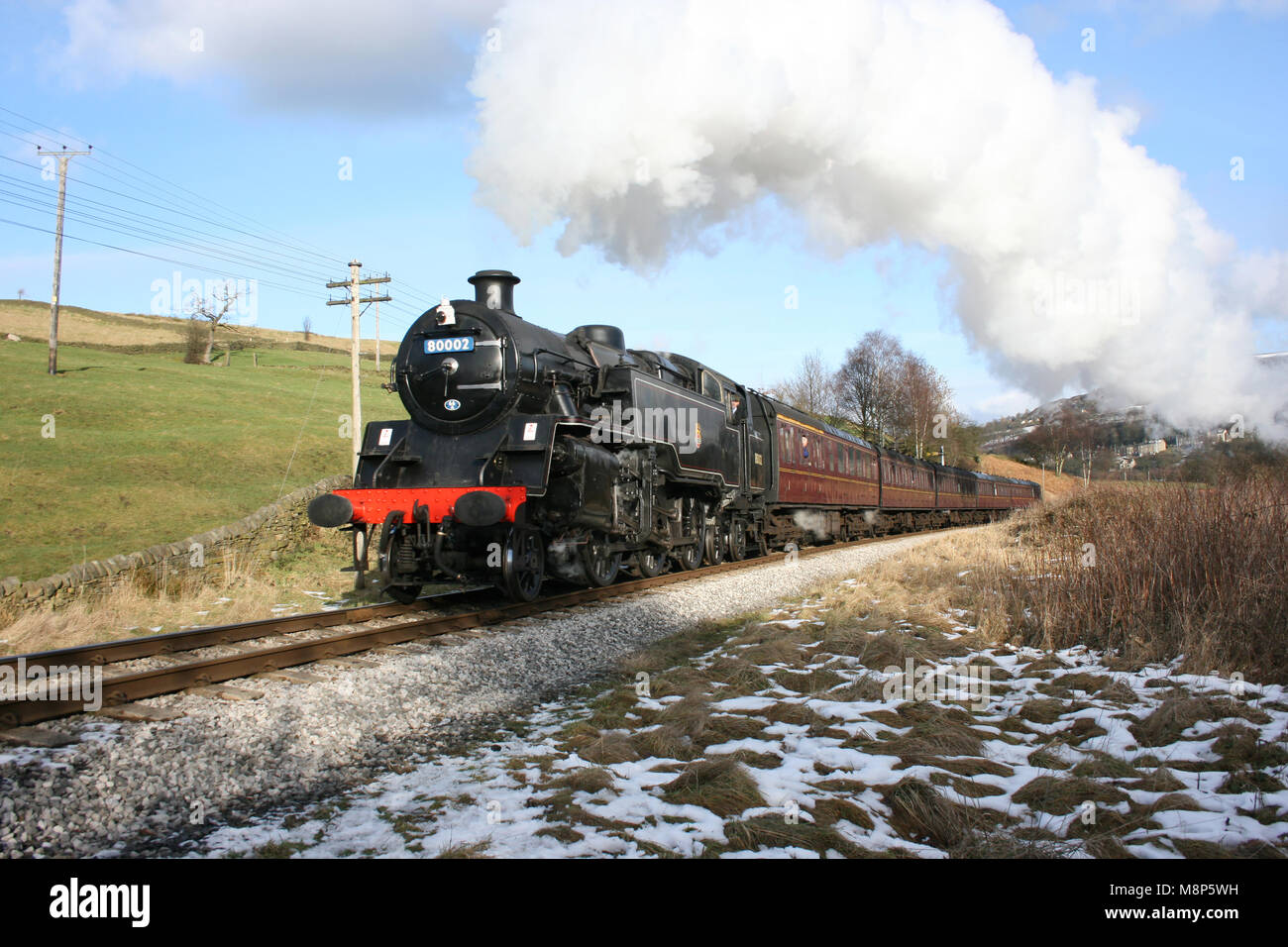 Steam locomotive 80002 at Oakworth Bank on the Keighley and Worth ...