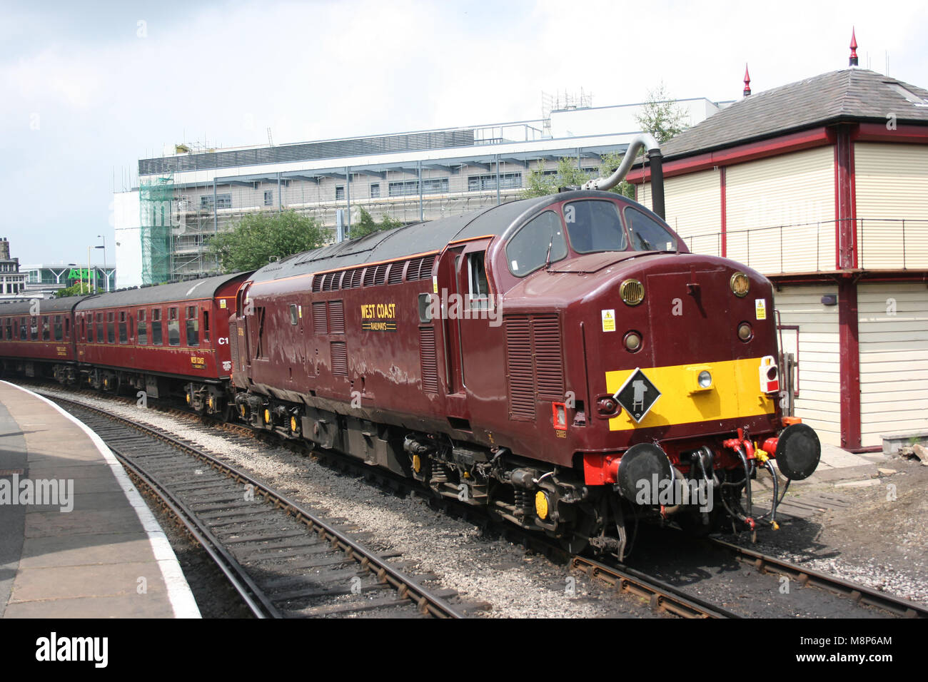 West Coast Railways class 37 37516 arriving from Settle at Keighley ...
