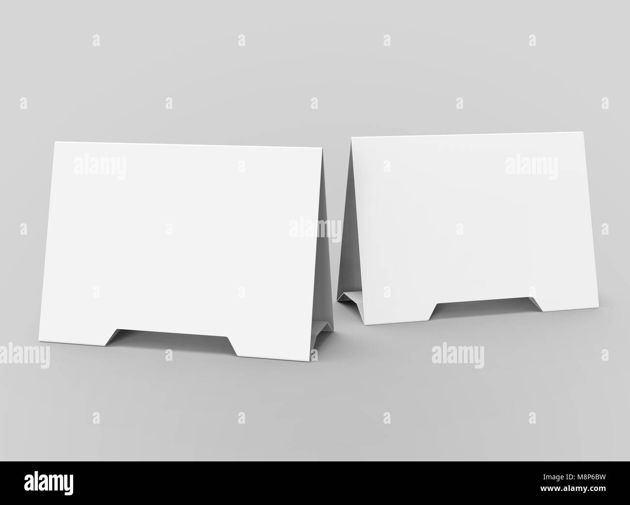 Blank table tent, 3d render table card set mockup for design uses ...
