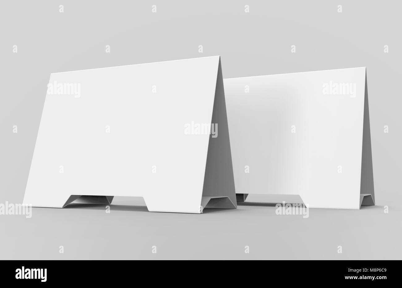 Blank table tent, 3d render table card set mockup for design uses ...