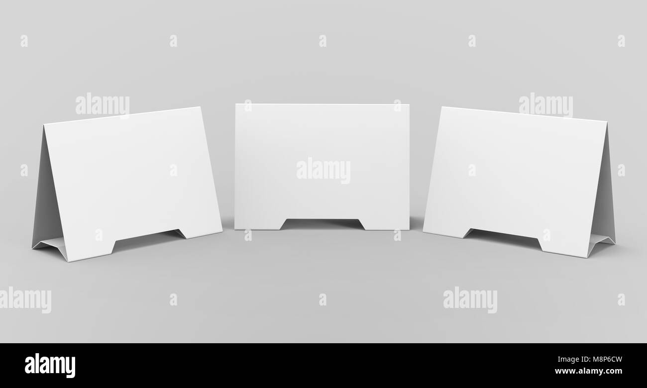 Blank table tent, 3d render table card set mockup for design uses ...